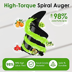 Cold Press Juicer, 5.81" 80oz Feed Chute Juicer, 350w Slow Masticating Juicer with 42oz Integrated Pulp Cup, Juicer Machines for Whole Vegetables and Fruits