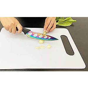 Lightahead 7pcs Premium Rainbow Colored Knife Set, 6 Stainless Steel Kitchen Knives with Chopping Board