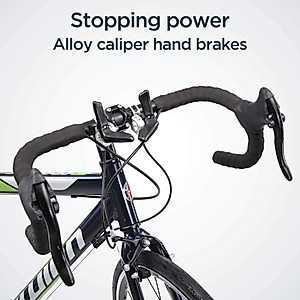 Schwinn Volare 1300 Drop Style Hybrid Sports Road Bike, Men and Women, 14-Speed, 700c Wheels, 21-Inch Aluminum Frame, Alloy Caliper Brakes, Green