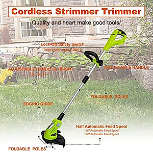Leisch Life Weed Eater—Cordless String Trimmer Battery Operated Lawn Trimmer, 20V Line String Trimmer with Battery & Charger for Adjustable Angle Cutting, Lightweight Edger in Garden & Outdoor