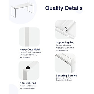 Nxconsu Expandable Cabinet Shelf Organizer Storage Rack Shelf Riser for Kitchen Pantry Cupboard Bathroom Under Sink Counter Countertop Desk Space Saver Freestanding Stackable Heavy Duty White Large