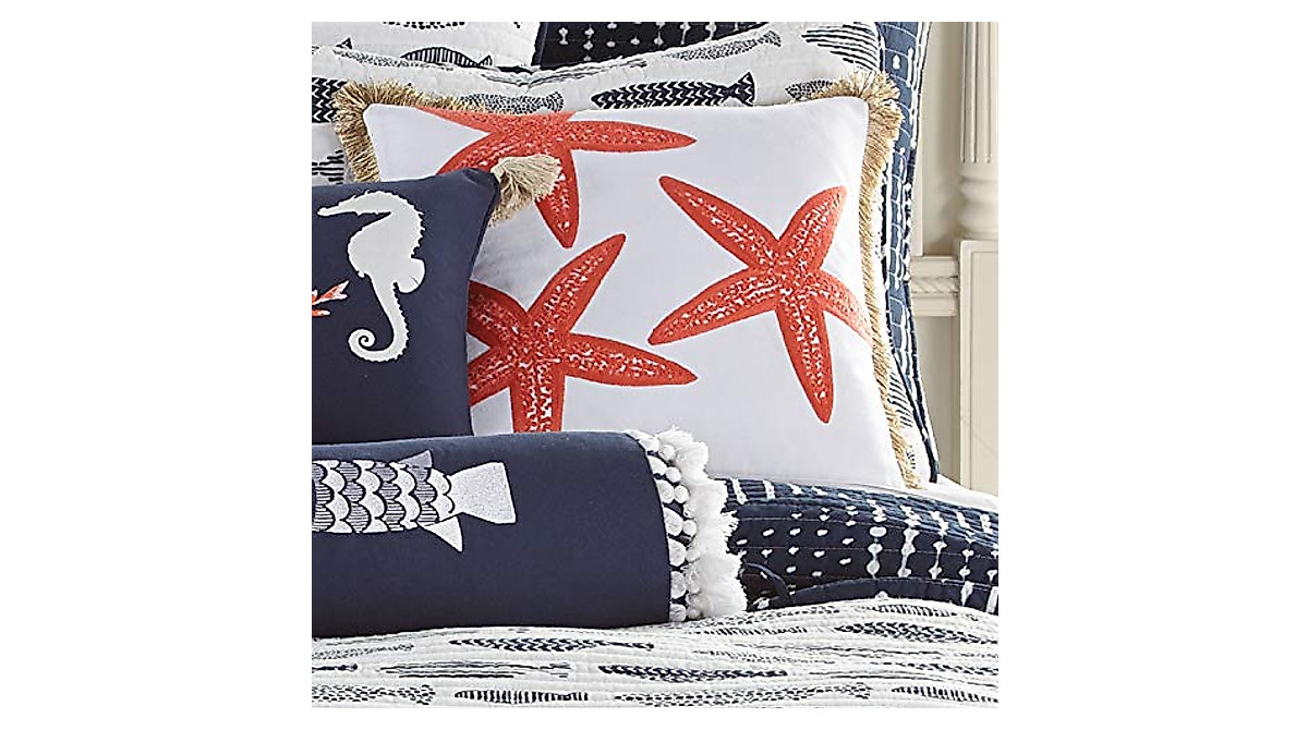 Levtex Home Bakio Decorative Pillow: Coral Starfish Design