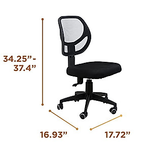 Comfty Fabric Seat and Nylon Base Mesh Back Swivel Task Chair, Black