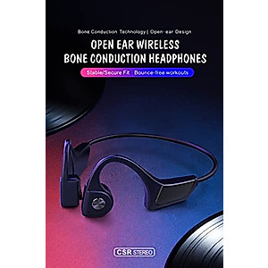 RISTARWH Wireless Bone Conduction Headphones, Open Ear Sports Bluetooth Headset with Mic, IPX5 Waterproof Earbuds Up to 8 Hours Playtime for Running Cycling Workouts (Blue)