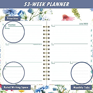 Planner 2023-2024 - Academic Planner 2023-2024, Jul.2023 - Jun.2024, 2023-2024 Planner, 2023-2024 Planner Weekly & Monthly with Tabs, 6.4" x 8.5", Hardcover + Back Pocket + Twin-Wire Binding, Daily Organizer - Flowers