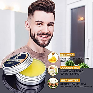 Beard Growth Kit - Derma Roller for Beard Growth, Beard Kit with Beard Growth Oil, Beard Roller, Balm, Comb - Facial Hair Growth & Patchy Beard Growth - Valentine's Day Gifts for Him Husband Boyfriend Dad