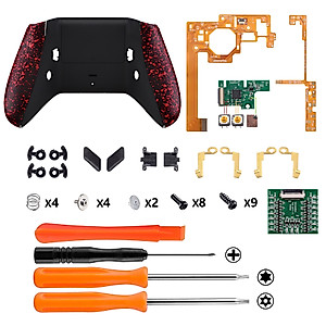 eXtremeRate Textured Red Lofty Programable Remap & Trigger Stop Kit, Upgrade Boards & Redesigned Back Shell & Side Rails & Back Buttons & Trigger Lock for Xbox One S/X Controller Model 1708