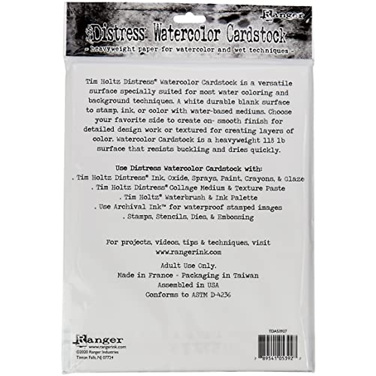 Ranger TH Cardstk THoltz Distress Watercolor Cardstock