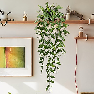 Mizii Artificial Hanging Plants,2 Pack 2ft Pea Pods Vine Fake Leaves Green Chain for Indoor Outdoor Wall Shelf Home Room Balcony Garden Wedding Decor