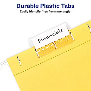 Avery Hanging File Folder Tabs and Inserts, 1/5 Cut, Clear, 6-Pack, 120 File Folder Tabs and Inserts Total (36727)