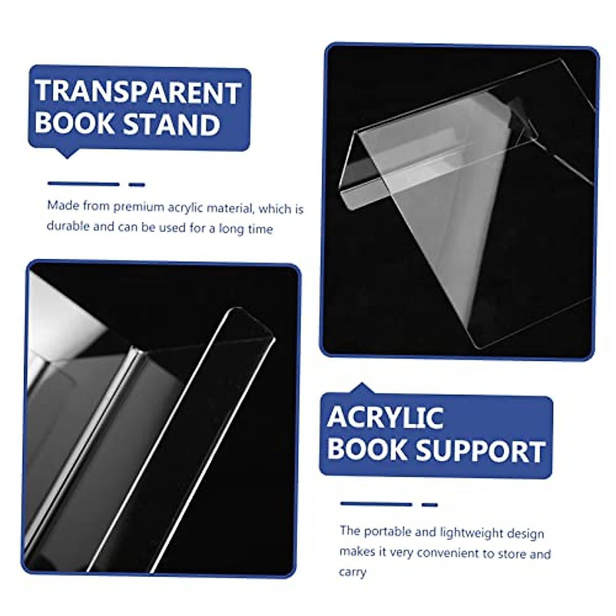 ULTECHNOVO 3pcs Transparent Tablet Holder Book Display Stand Music Folder Shelves for Books File Folder Organizer Office Bookends Desktop Bookend Material Student Acrylic Shelf Book Stoppers