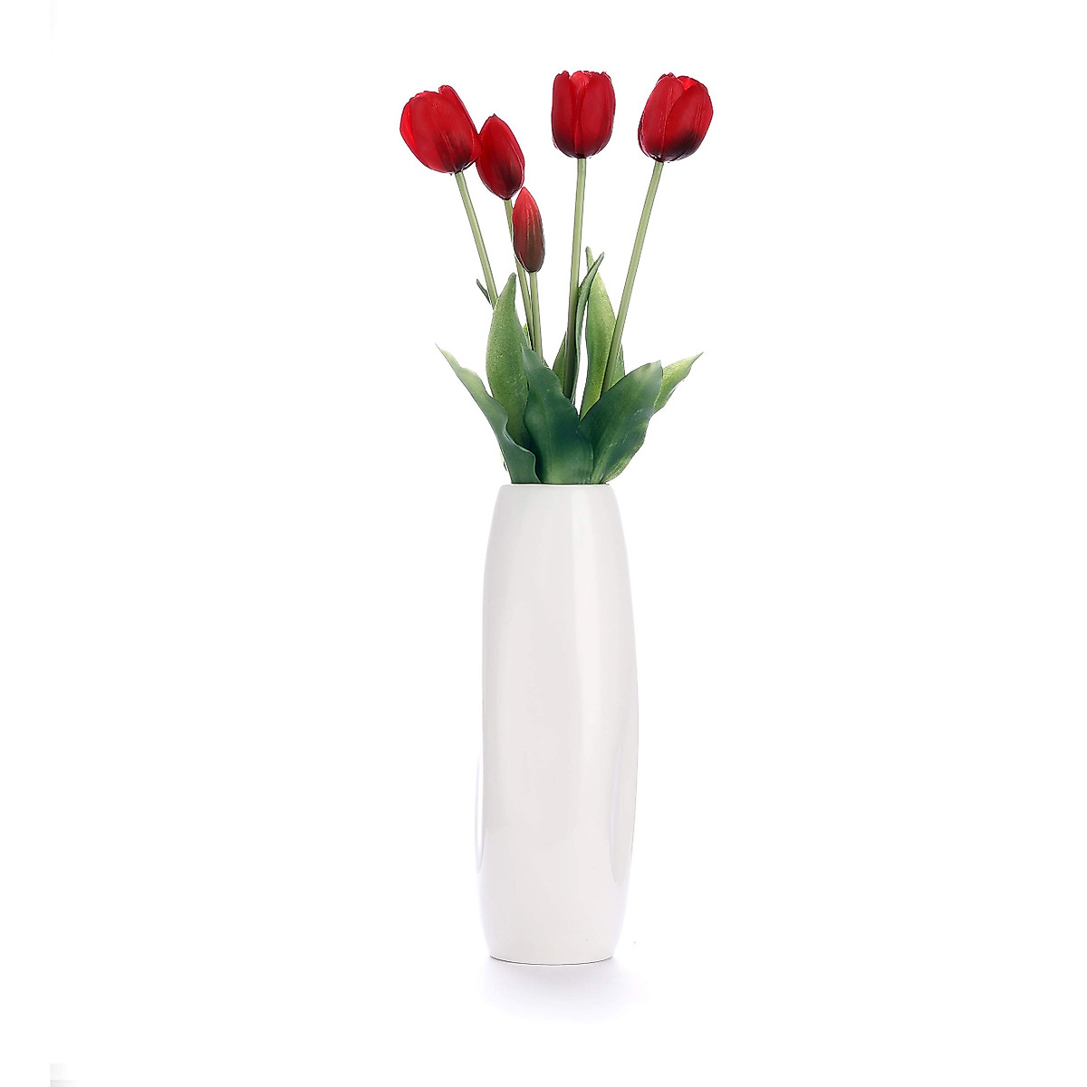 5 Pcs Artificial Tulip Flowers PVC Real Touch Tulips Artificial Flower Plastic Bouquet Table Centerpieces Arrangement Gift for Home Office Party Wedding Birthday Garden Store Decoration (Big Red)