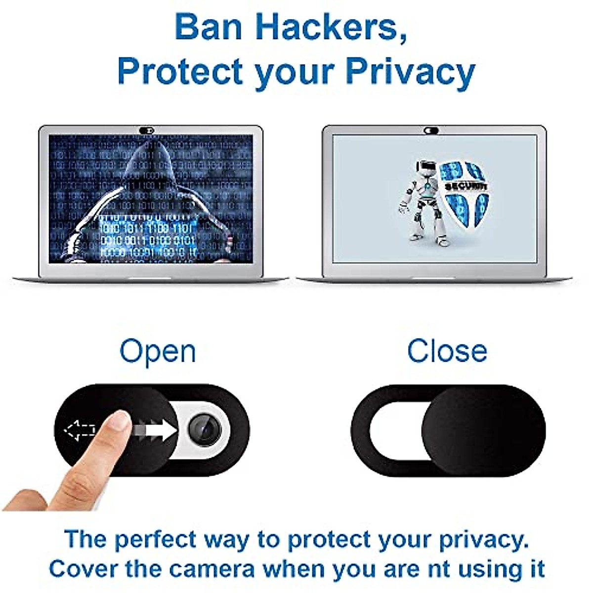 MMOBIEL 3 Pack Universal Webcam Cover Slide Laptop Camera Cover Privacy Protector Ultra-Thin 0.5mm Compatible with All Laptop/MacBook/Tablet/iPad/iPhone - Black