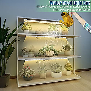 LED Plant Grow Light Strips Full Spectrum Grow Lights for Indoor Plants with Auto On/Off 3/6/12H Timer, 5 Dimmable Levels 192 LEDs Sunlike Grow Lamp for Hydroponics Succulent,Waterproof 4 Pack