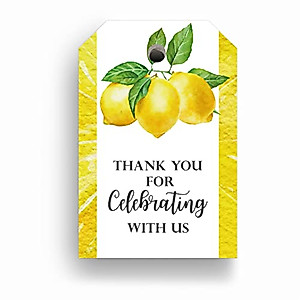 Lemon Thank You Favor Tags - Favors for Lemon Bridal Shower She Found Her Main Squeeze - 60 Pack