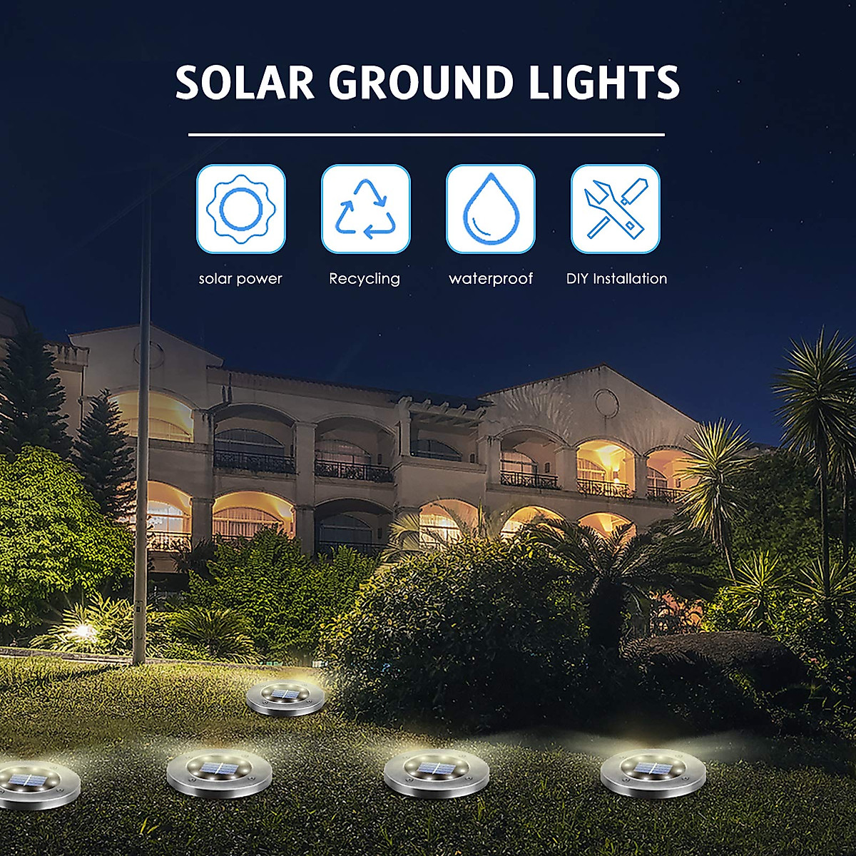 Solar Outdoor Lights 12 Packs, Waterproof Solar Pathway Lights Bright In-Ground Lights Lighting Decor for Garden, Lawn, Patio , Yard, Driveway, Step and Walkway Warm Light