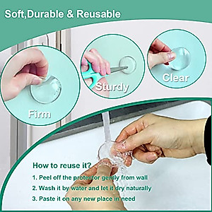Door Stopper Wall Protector - Wall Shield Bumper Guard from Door Knobs, Sturdy Self Adhesive, Soft and Transparent ,Washable and Reusable Shock Absorbent Gel for Home Office (Classic Round, 6pcs)