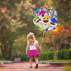 FUNTON 10pcs Baby Shark helium Balloons with 10 meter ribbon, 26 inches Baby Shark Balloons, Baby Shark Party Supplies, Baby Shark Birthday Decorations