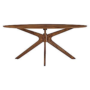 Modway Crossroads 71" Oval Wood Dining Table, Walnut