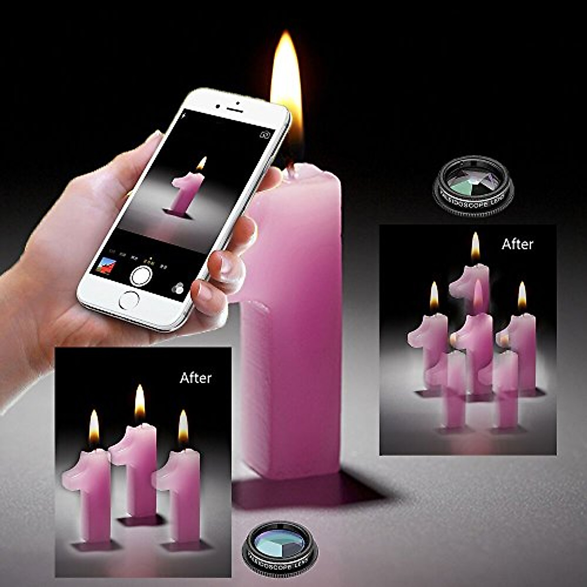 Cell Phone Camera Lens Kit,11 in 1 Super Wide Angle+ Macro+ Fisheye Lens +Telephoto+ CPL+3/6 Kaleidoscope+Starburst/Radial/Soft/Flow Filter Lens Compatible for iPhone X/8/7/6s/6 Plus, Samsung,Android