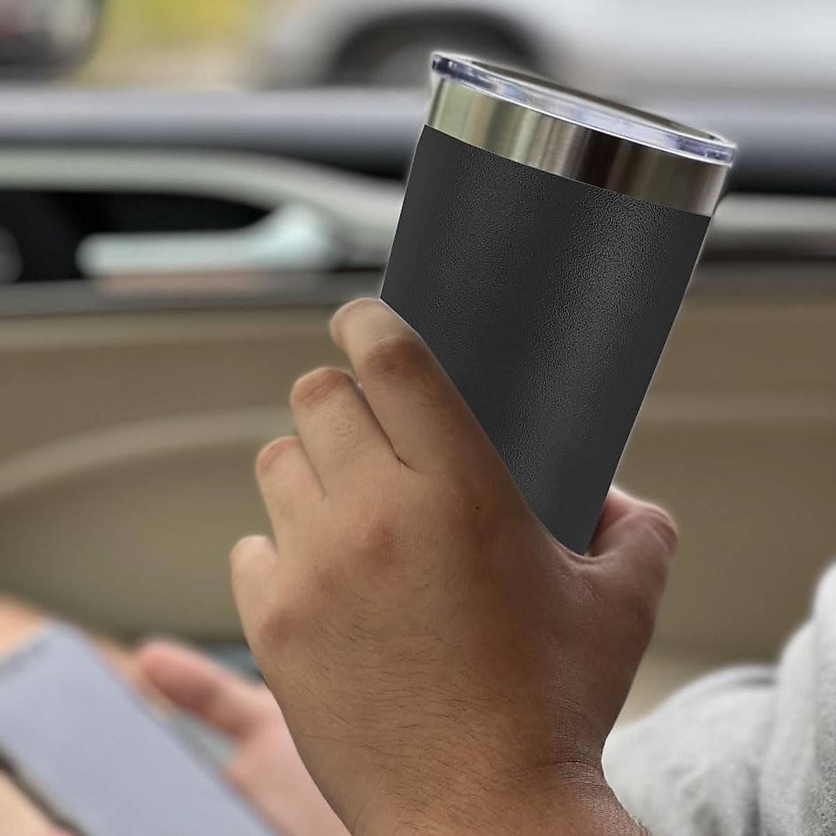 LaserGram 16oz Vacuum Insulated Pint Tumbler, Dragon, Personalized Engraving Included (Black)