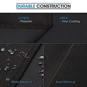 Unicook Square Fire Pit Cover 38 Inch, Heavy Duty Waterproof Fire Table Cover, Outdoor Firepit Cover with Drawstring and Handles, Fade Resistant Material, All Weather Protection, Black