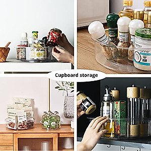 Semlos 2 Packs Lazy Susan Organizers for Cabinet, Clear Fridge Organizers and Storage Rack Holders, 360° Turntable Under Sink Organizers, Spinning Spice Racks 11" & 9"