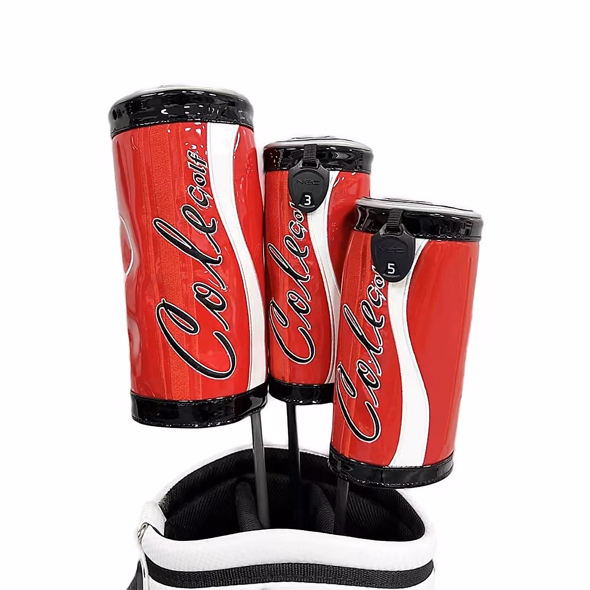 HELLO NRC Golf Club Covers 3 Pieces Golf Club Head Cover Easy Pull Can PU Waterproof with Interchangeable Labels Suitable for All Golf Brands