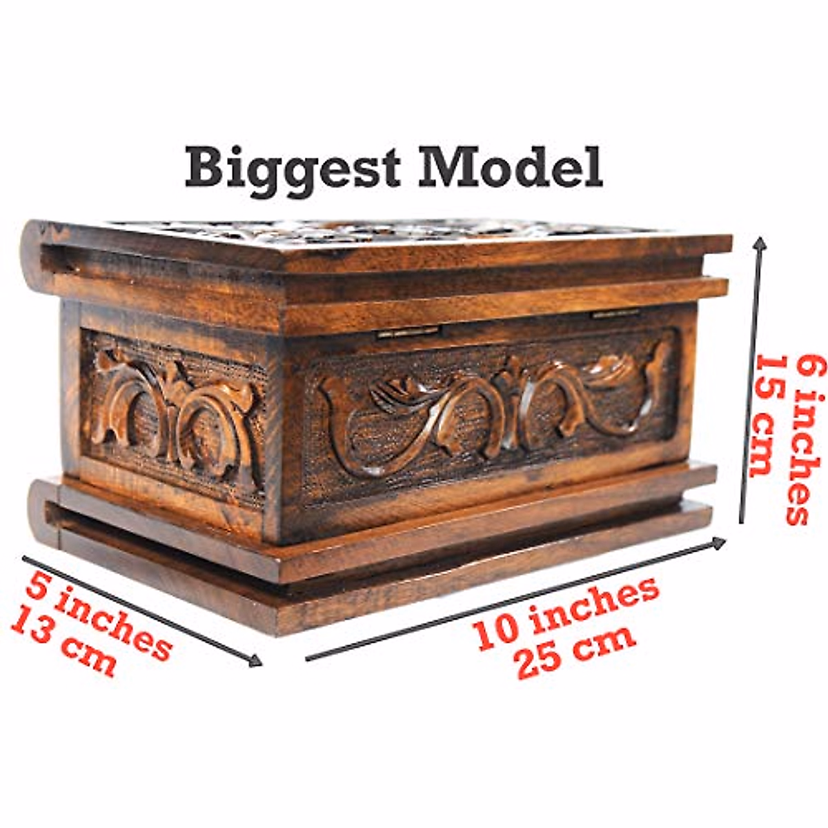 Tubibu Walnut Treasure Within Puzzle Secret Magic Box Hand Made Unique Jewelry Box with Hidden Key 10"x6"x5" (25cmx15cmx12cm)