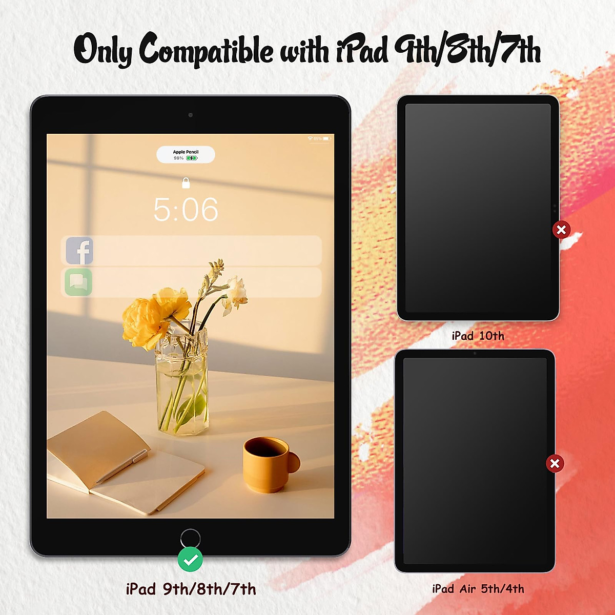 KCT 2 Pack Paperfeel Screen Protector Compatible with iPad 9th/8th/7th (10.2-Inch, 2021-2019), Matte PET Film, No Glare, Scratch Resistant, Compatible with Apple Pencil