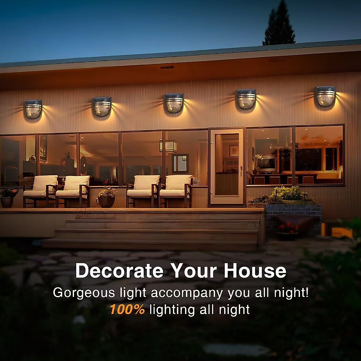 oditton Solar Fence Light, Solar Pathway Lights, Solar Light, Deck Lights, Solar Powered, Solar Wall Lights, 2 Modes, Waterproof IP65, Outdoor for Garden, Christmas Decoration, Backyard, 6 Pack