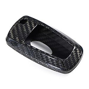 iJDMTOY, Compatible with Ford 2018-up Mustang F150 F250 Explorer Expedition 4-Button Keyless Smart Key Real/Genuine Gloss Black Carbon Fiber Key Fob Shell Cover