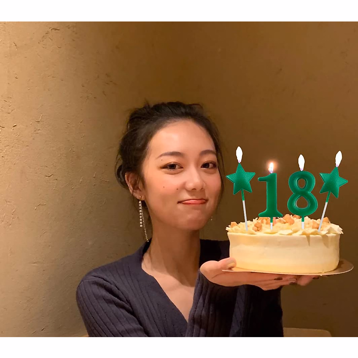 2.75in Green Number 4 Birthday Candles, Glitter Green Happy Birthday Cake Cupcake Toppers Decoration and Celebrating for Adults/Kids Party Baking (Green 2.75in Number 4)