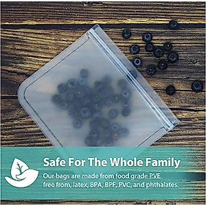 OHANASPACE BPA-FREE Reusable Durable Storage Bags - 10 Packs Leakproof Flat Freezer (2 Gallon Bags, 3 Large Sandwich & 2 Snack Bags), Resealable Thick Food-Grade , White, 17.5 x 12.5 x 0.78 inches