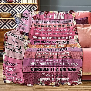 Jzufnap Gifts for Mom Blanket, Mom Blanket from Daughter, Ultra-Soft Fleece Flannel Mother Throw Blankets for Warm Birthday Present, Thanksgiving Day and Mother Day, 50" x 60"