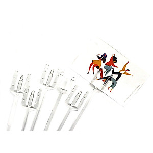 Ruiling 100pcs Plastic Floral Picks Transparent Fork Shape Head Card Holders of Gift Cards, Place Cards, Photos, Food Labels for Weddings, Birthday Parties, Events, Decorations 31cm/12inch