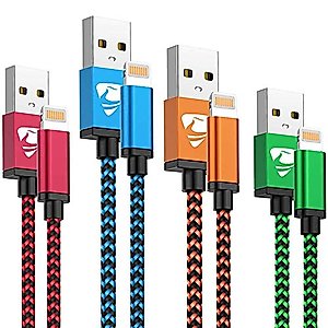 iPhone Charger Cord 4Pack iPhone Charger Cable MFi Certified Lightning Cable Fast iPhone Charging Cord Nylon Braided iPhone Charging Cable Compatible with Phone 11 Pro max/XR max/8/7/6/6s/SE 2020,iPad