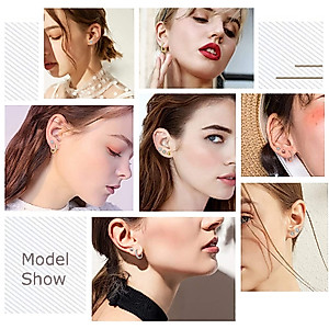 Sterling Silver Stud Earrings for Women, Silver Stud Earrings & Silver Hoop Earrings Set, Small Cartilage Sleepers Studs Hoops Earrings with Cubic Zirconia, Silver Earrings (3mm*3 + 12mm*1)