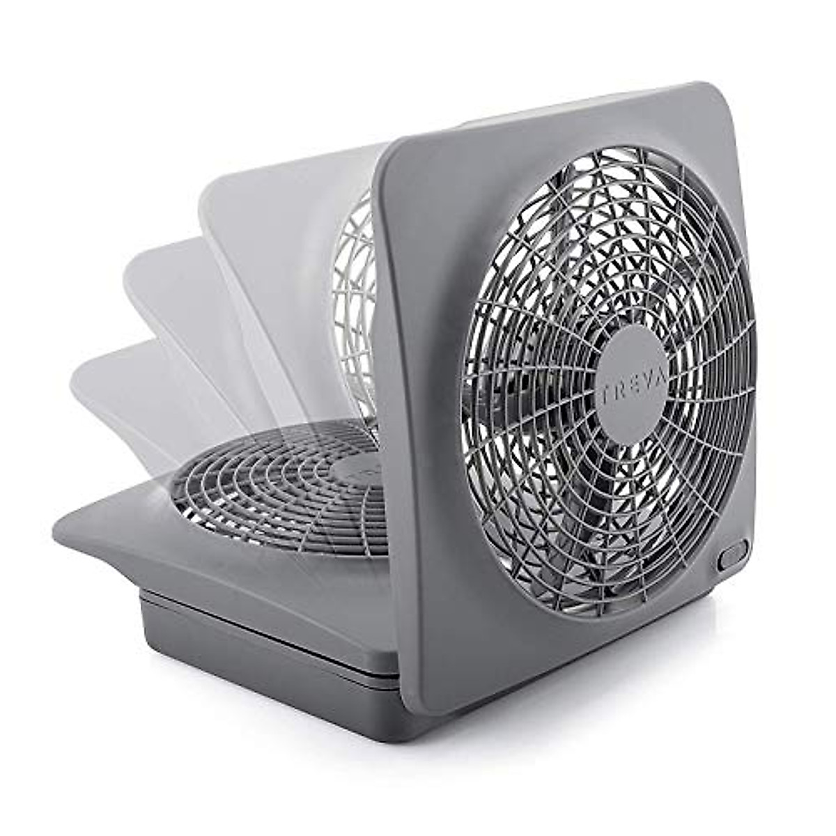 Treva 10-Inch Portable Desktop Air Circulation Battery Fan, 2 Speed, Compact Folding & Tilt Design, with AC Adapter - 2 Pack (Graphite)