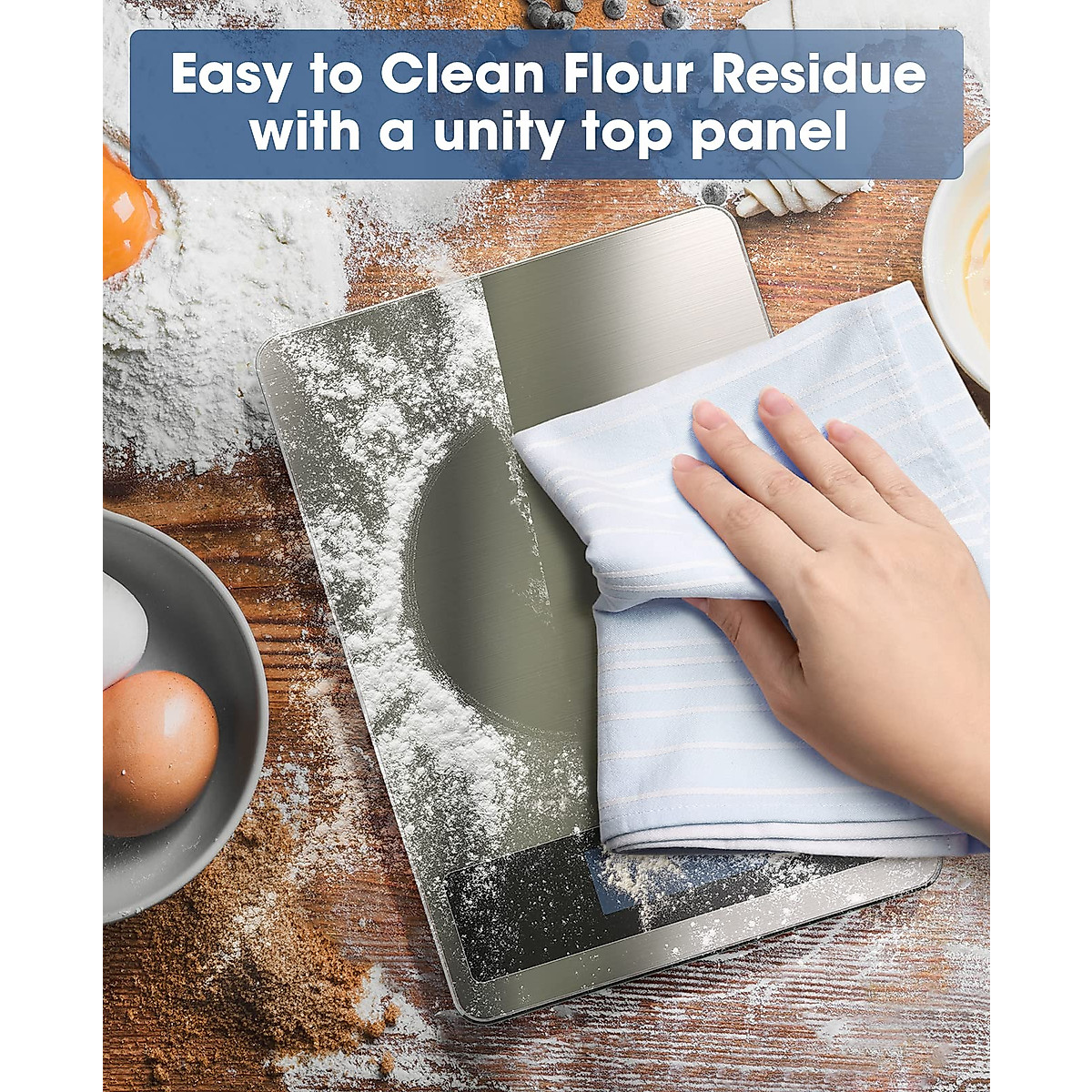 Nicewell Food Scale, 22lb Digital Kitchen Scale Weight Grams and oz for Cooking Baking, 1g/0.1oz Precise Graduation, Stainless Steel and Tempered Glass