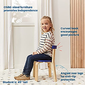 ECR4Kids Bentwood Round Table and Curved Back Chair Set, Kids Furniture, Assorted, 5-Piece