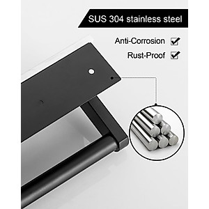 WOJIUBUXIN Marble Toilet Paper Holder with Shelf Black Toilet Paper Roll Holder Wall Mount for Bathroom Cabinet Decorative,Matte Black Finish,Modern Style,Screw-in,Each Marble with A Unique Pattern