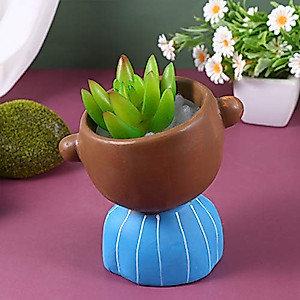 YARDWE Cactus Planter Succulent Pot 1PC Lovely Cartoon Animal Face Planter Pot Ceramic Monkey Pattern Flowerpot Bonsai Flower Container Desk Mini Ornament for Balcony Cartoon Flower Pot