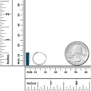 Solid 14K White Gold 3mm Square Natural London Blue Topaz December Birthstone Channel Set Huggie Earrings For Women