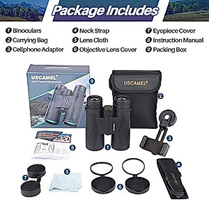 USCAMEL 12x42 HD Binoculars for Adults with Upgraded Phone Adapter, High Power Binoculars for Bird Watching Hunting Stargazing Camping Concerts Sports
