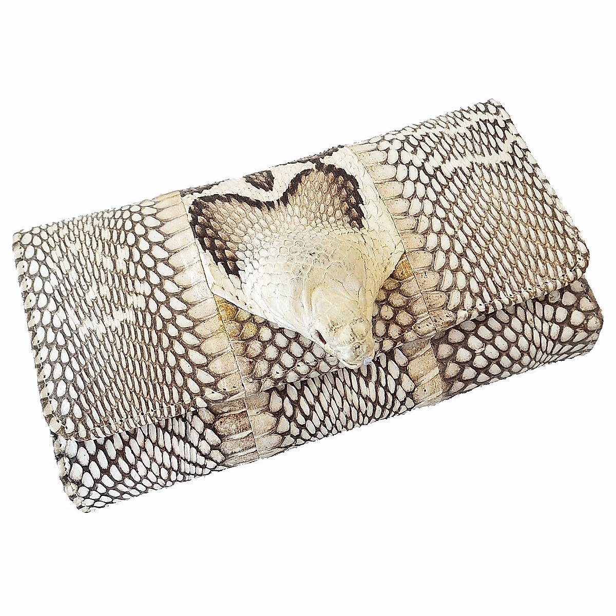Authentic Snake Skin Women's Long Bifold Cobra Snake W/Head Purse Wallet