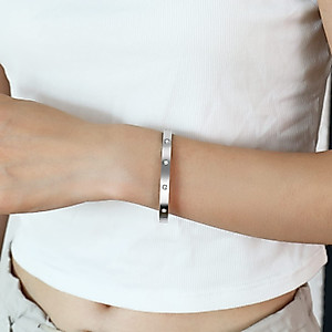 CONRAN KREMIX Gifts For Her Bangle Gifts For Teacher Engraved Inspirational Silver Cuff Bangle Bracelet For Women Jewelry