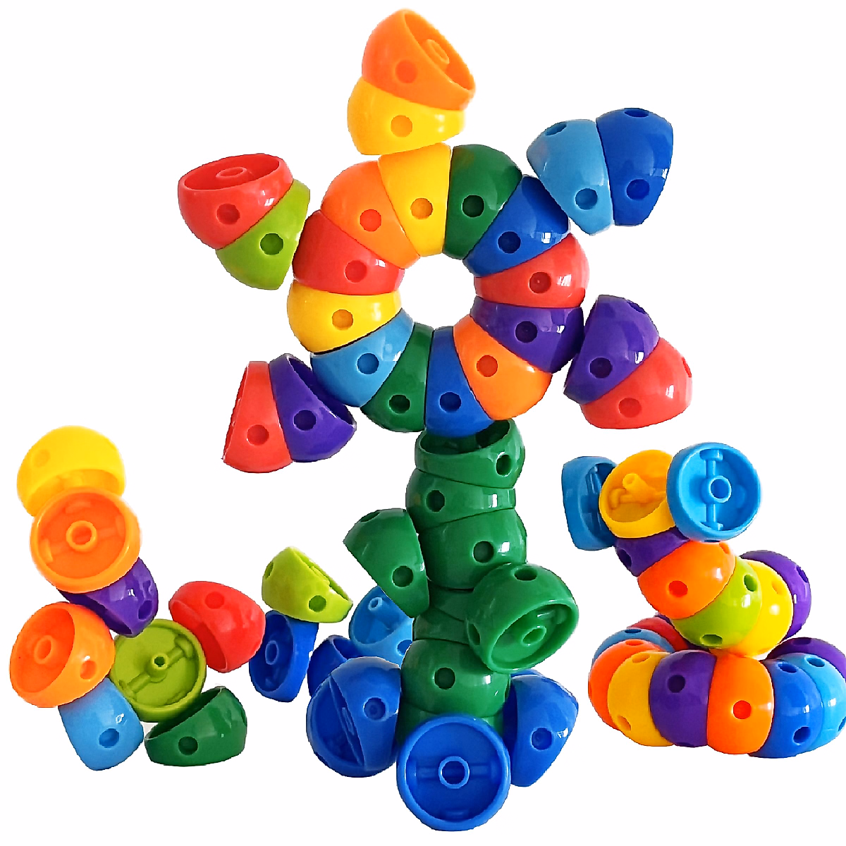 KUTOI Snap n Twist Building Toys - Wocky Blocks - 80 Piece STEM Snap Cubes for Preschool & Elementary School, Tactile Sensory Toys for Boys & Girls, Ages 3+