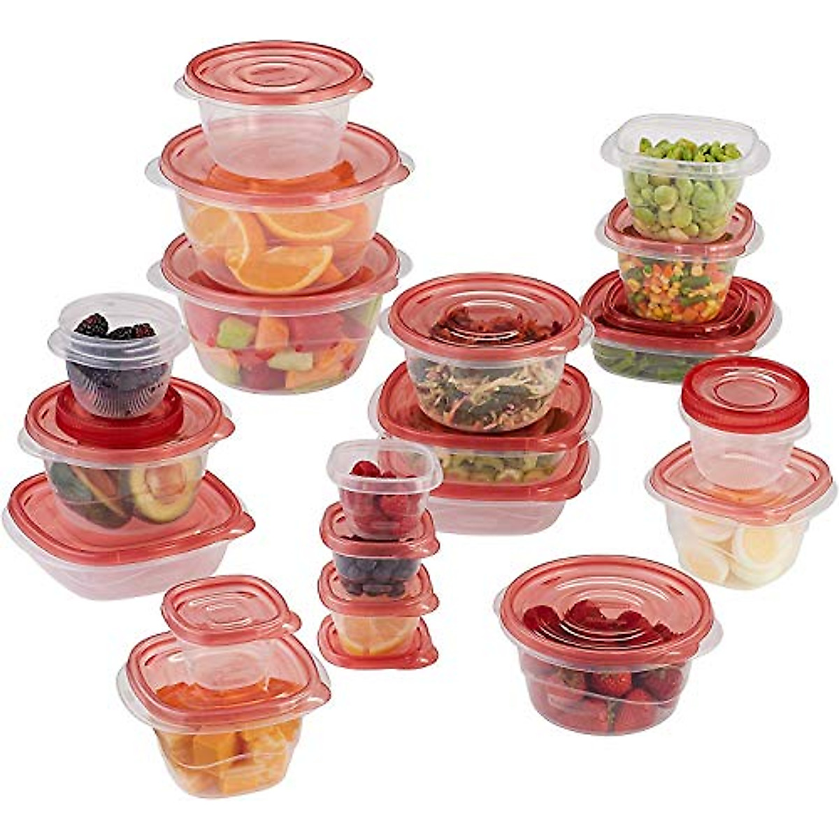 Rubbermaid TakeAlongs Meal Prep 50-Piece Food Storage Containers, Red