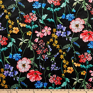 Shannon Minky Digital Cuddle Florist Black, Fabric by the Yard